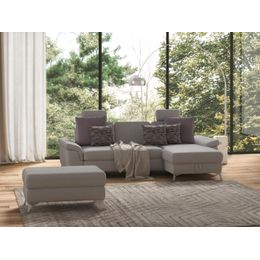 Sit & More Ecksofa SIT & MORE, B:277cm H:89cm T:170cm, silber, Wohnzimmer, Sofas, "Padua L-Form", inklusive Sitztiefenverstellung, Armteilfunktion und Federkern