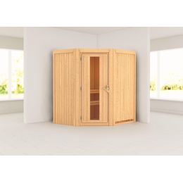 Karibu Sauna "&raquo;Liyah&laquo; mit Energiespart&uuml;r naturbelassen", ohne Ofen, ohne Steuerung, (ohne Ofen), beige, Saunen, in verschiedenen Ausf&uuml;hrungen