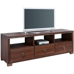 TV-Board OTTO HOME, B:147cm H:51cm T:40cm, braun, Sideboards, "Gotland", Breite 147 cm, mit Schubladen und offenen F&auml;chern, Massivholz, FSC