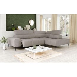 Ecksofa COTTA, B:298cm T:222cmelephant, 100% Polyester (PES), Wohnzimmer, Sofas, "Theo L-Form, B: 298 cm", mit Kopfteilverstellung, optional