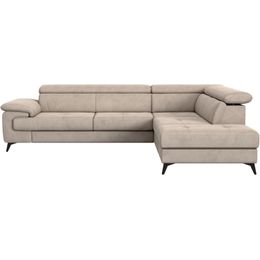 Ecksofa COTTA, B:286cm T:236cmbeige, 100% Polyester (PES), Wohnzimmer, Sofas, "Astra L-Form, B: 286 cm", mit Kopfteilverstellung, optional