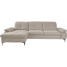 Ecksofa Alina, B:274cm H:100cm T:203cm, beige, Struktur TTA (100% Polyester), Wohnzimmer, Sofas, "Melina", In 2 Breiten, Wahlweise mit und ohne