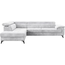 Ecksofa COTTA, B:286cm T:236cmstone, 95% Polyester (PES) 5%Polyamid (PA), Wohnzimmer, Sofas, "Astra L-Form, B: 286 cm", mit Kopfteilverstellung,