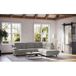 Ecksofa COTTA, B:266cm H:90cm T:217cmsand, 92% POLYESTER (PES) / 8% POLYAMID (PA), Wohnzimmer, Sofas, "Pike L-Form, B: 266 cm", optional Bettfunktion
