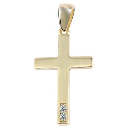 Adelia&acute;s ADELIA ́S Damen Kettenanh&auml;nger "Damen Anh&auml;nger &ndash; Kreuz Kreuzanh&auml;nger aus 375 Gold mit Zirkonia", Gelbgold 375gold, Gelbgold 375, Schmuckanh&auml;nger,