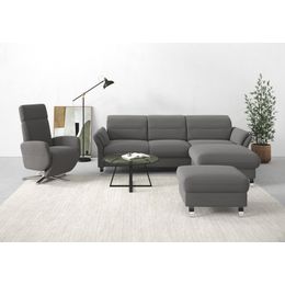 Sit & More Ecksofa SIT & MORE, B:251cm H:85cm T:161cm, grau, Wohnzimmer, Sofas, "Grenoble L-Form mit Federkern", wahlweise mit Bettfunktion, Bettkasten, Arm-