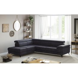 Ecksofa COTTA, B:286cm T:236cmcharcoal, 95% Polyester (PES) 5%Polyamid (PA), Wohnzimmer, Sofas, "Astra L-Form, B: 286 cm", mit Kopfteilverstellung,