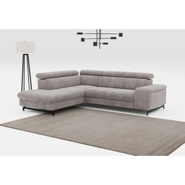 Ecksofa COTTA, B:262cm H:97cm T:215cm, grau, Wohnzimmer, Sofas, "Emma L-Form, B: 262 cm", mit Kopfteilverstellung, optional Bettfunktion & Bettkasten