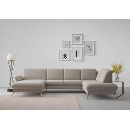 Sit & More Wohnlandschaft SIT & MORE, B:338cm H:84cm T:207cm, braun, Sofas, "Fashion U-Form", wahlweise mit Kopfteilverstellung, Vorziehsitz, motorisch,