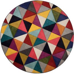 Teppich FLAIR RUGS, B:160cm H:10mm L:160cm &Oslash;:160cm, bunt, Kunstfaser, Wohnzimmer, Teppiche, "SAMBA", Handgeschnitzt