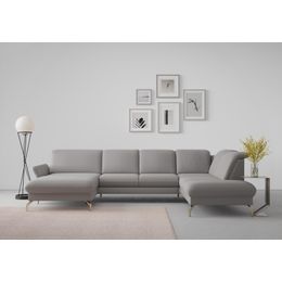 Sit & More Wohnlandschaft SIT & MORE, B:338cm H:84cm T:207cm, grau, Sofas, "Fashion U-Form", wahlweise mit Kopfteilverstellung, Vorziehsitz, motorisch,