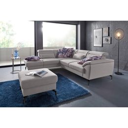 Sit & More Ecksofa SIT & MORE, B:270cm T:235cm, grau, Wohnzimmer, Sofas, "Percy L-Form", 15 cm Fu&szlig;h&ouml;he, Sitztiefenverstellung, wahlweise in 2 Fu&szlig;farben