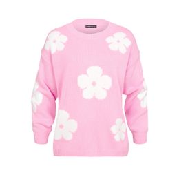 CLOUD 5IVE Damen Fleecepullover "CLOUD 5IVE Cloud 5ive Crewneck Knit Sweater with Flowers"coral, sanftes wei&szlig;, Gr. XS, 100% Polyacryl, Sweatshirts