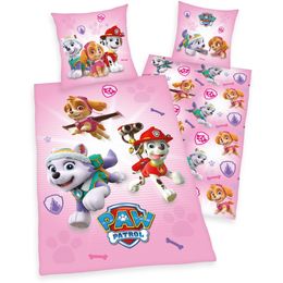 Kinderbettw&auml;sche PAW PATROL, rosa, Renforc&eacute;, Obermaterial: 100% Baumwolle, Bettw&auml;sche, "PAW PATROL", mit tollem Motiv