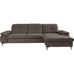Ecksofa Alina, B:300cm H:100cm T:203cm, braun, Struktur TTA (100% Polyester), Wohnzimmer, Sofas, "Melina", In 2 Breiten, Wahlweise mit und ohne