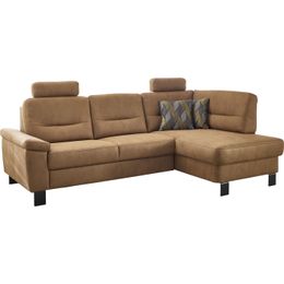 Ecksofa DIE PLANBAR "PP-PF23172 L-Form, Breite 244 cm", braun (zimt), B:244cm H:88cm T:160cm, 100% Polyester, Sofas, Ecksofa, Eckgarnitur mit besonders kleinem Stellma&szlig; ca. 160 x 244 cm