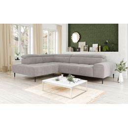 Ecksofa COTTA, B:298cm T:222cmsand, 92% POLYESTER (PES) / 8% POLYAMID (PA), Wohnzimmer, Sofas, "Theo L-Form, B: 298 cm", mit Kopfteilverstellung,