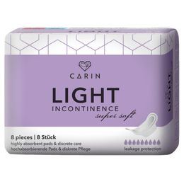 CARIN Damen Inkontinenz-Einlage "Carin Light Incontinence", wei&szlig;, Hygieneartikel, 4er Packung (32 Einlagen), Kein Verrutschen durch Spezialfixierung
