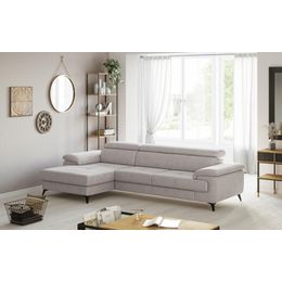 Ecksofa COTTA, B:300cm T:169cmsnow, 100% Polyester (PES), Wohnzimmer, Sofas, "Astra L-Form, B: 300 cm", mit Kopfteilverstellung, optional
