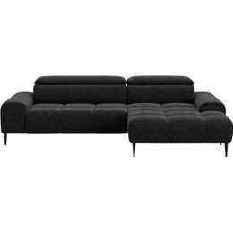Ecksofa COTTA "Theo L-Form, B: 290 cm", schwarz, B:290cm T:182cm, 100% Polyester (PES), Sofas, Ecksofa, mit Kopfteilverstellung, optional Sitztiefenverstellung