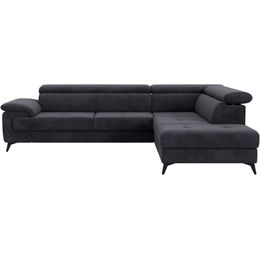 Ecksofa COTTA, B:286cm T:236cmcharcoal, 95% Polyester (PES) 5%Polyamid (PA), Wohnzimmer, Sofas, "Astra L-Form, B: 286 cm", mit Kopfteilverstellung,