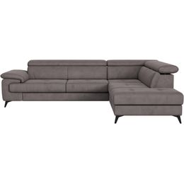Ecksofa COTTA, B:286cm T:236cmdunkelgrau, 100% Polyester (PES), Wohnzimmer, Sofas, "Astra L-Form, B: 286 cm", mit Kopfteilverstellung, optional