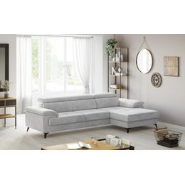 Ecksofa COTTA, B:300cm T:169cmstone, 95% Polyester (PES) 5%Polyamid (PA), Wohnzimmer, Sofas, "Astra L-Form, B: 300 cm", mit Kopfteilverstellung,