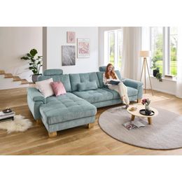 Ecksofa DIE PLANBAR, B:316cm H:86cm T:177cmaqua, 88% Polyester;12% Polyamid, Wohnzimmer, Sofas, "PP-LA19101 L-Form, Breite 316 cm", wahlweise mit