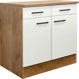 Unterschrank Flex-Well, B:80cm H:85cm T:60cm, beige, Holzwerkstoff, K&uuml;che, Schr&auml;nke, "Vintea", (B x H x T) 80 x 85 x 60 cm, f&uuml;r viel Stauraum