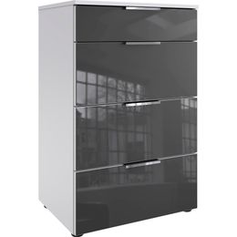 Schubkastenkommode wimex, B:54cm H:84cm T:41cm, wei&szlig;, Spanplatte, Sideboards, "Level36 C by fresh to go", mit Glaselementen auf der Front, soft-close