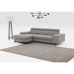 Ecksofa COTTA, B:267cm H:97cm T:165cm, grau, Wohnzimmer, Sofas, "Emma L-Form, B: 267 cm", mit Kopfteilverstellung, optional Bettfunktion & Bettkasten