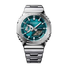 Casio G-SHOCK Damen Chronographedelstahlfarben, petrol, Armbanduhren, Quarzuhr, Armbanduhr, Herrenuhr, Edelstahlarmband, analog, digital