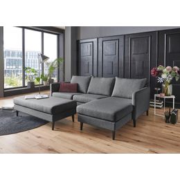 Ecksofa, B:227cm H:79cm, grau, ATLANTIC HOME COLLECTION, Wohnzimmer, Sofas, "Rekvik L-Form", mit Wellenunterfederung, Ottomane beidseitig montierbar