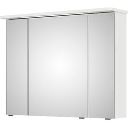 Spiegelschrank SAPHIR, B:90cm H:72,2cm T:17cm, wei&szlig;, Badezimmer, Schr&auml;nke, "Serie 4005 Badezimmer-Spiegelschrank inkl. LED-Kranzbeleuchtung",