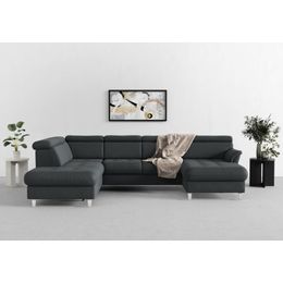 Sit & More Wohnlandschaft SIT & MORE, B:304cm T:216cm, grau, 100% Polyester, Sofas, "Marano U-Form", inklusive Kopfteilverstellung, wahlweise mit Bettfunktion,