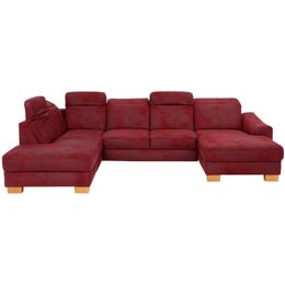 Wohnlandschaft Home Affaire, B:338cm H:86cm T:219cm, rot, Luxus-Microfaser Florence (100% Polyester), Sofas, "Dundee U-Form", wahlweise mit
