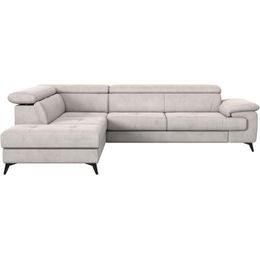 Ecksofa COTTA, B:286cm T:236cmsnow, 100% Polyester (PES), Wohnzimmer, Sofas, "Astra L-Form, B: 286 cm", mit Kopfteilverstellung, optional