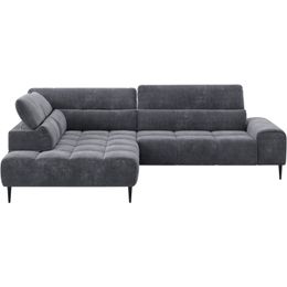 Ecksofa COTTA, B:298cm T:222cmcoal, 92% POLYESTER (PES) / 8% POLYAMID (PA), Wohnzimmer, Sofas, "Theo L-Form, B: 298 cm", mit Kopfteilverstellung,