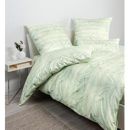 Bettw&auml;sche Janinegr&uuml;n, Mako-Satin, Obermaterial: 100% Baumwolle, Bettw&auml;sche, "MILANO 45131 07 155x200,80x80", mit Rei&szlig;verschluss