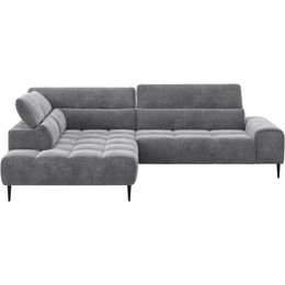 Ecksofa COTTA "Theo L-Form, B: 298 cm", iron, B:298cm T:222cm, 92% POLYESTER (PES) / 8% POLYAMID (PA), Sofas, Ecksofa, mit Kopfteilverstellung, optional Sitztiefenverstellung