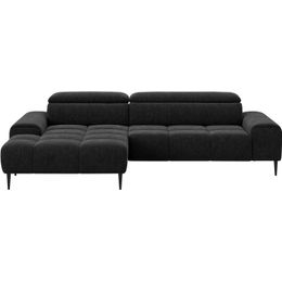 Ecksofa COTTA "Theo L-Form, B: 290 cm", schwarz, B:290cm T:182cm, 100% Polyester (PES), Sofas, Ecksofa, mit Kopfteilverstellung, optional Sitztiefenverstellung