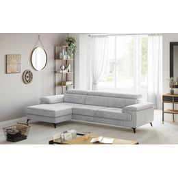 Ecksofa COTTA, B:300cm T:169cmstone, 95% Polyester (PES) 5%Polyamid (PA), Wohnzimmer, Sofas, "Astra L-Form, B: 300 cm", mit Kopfteilverstellung,