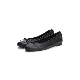 Tommy Hilfiger Damen Ballerina "TOE CAP LEATHER BALLERINA", Gr. 36, schwarz, Leder, unifarben, Schuhe, Businesschuh, Schlupfschuh in schmaler Form