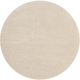 Teppich MERINOS, H:16mm &Oslash;:200cm, beige, Polyester, Wohnzimmer, Teppiche, "Loft 37", Kunstfellteppich besonders weich und kuschelig, Fell Haptik