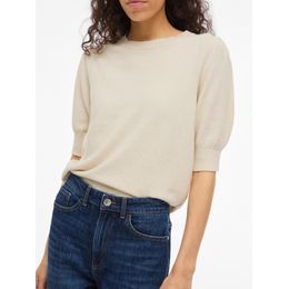 Vila Damen Strickpullover "VIRIL 2/4 SLEEVE O-NECK KNIT TOP - NOOS"super light natural melan, Gr. L, unifarben, Strick, Obermaterial: 50% Viskose,