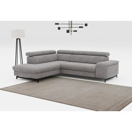 Ecksofa COTTA, B:262cm H:97cm T:215cm, grau, Wohnzimmer, Sofas, "Emma L-Form, B: 262 cm", mit Kopfteilverstellung, optional Bettfunktion & Bettkasten