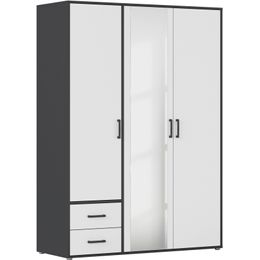 Dreht&uuml;renschrank Rauch, B:140cm H:194cm T:53cm, grau, Holzwerkstoff, Schr&auml;nke, "Kleiderschrank Schrank Garderobe W&auml;scheschrank VOYAGER", mit modernen