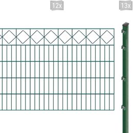 Arvotec Doppelstabmattenzaun "EXCLUSIVE 100 zum Einbetonieren "Karo" mit Zierleiste", H/L: 100cm x 24m, Pfosten: 13 Stk., gr&uuml;n, Zaunelemente,