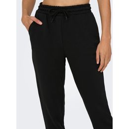 Only Play Damen Jogginghose "ONPMELINA MW SLIM SWT CUFF PNT NOOS", schwarz, Gr. L, unifarben, Sweatware, Obermaterial: 50% Baumwolle, 50% Polyester,