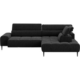Ecksofa COTTA, B:298cm T:222cmschwarz, 100% Polyester (PES), Wohnzimmer, Sofas, "Theo L-Form, B: 298 cm", mit Kopfteilverstellung, optional